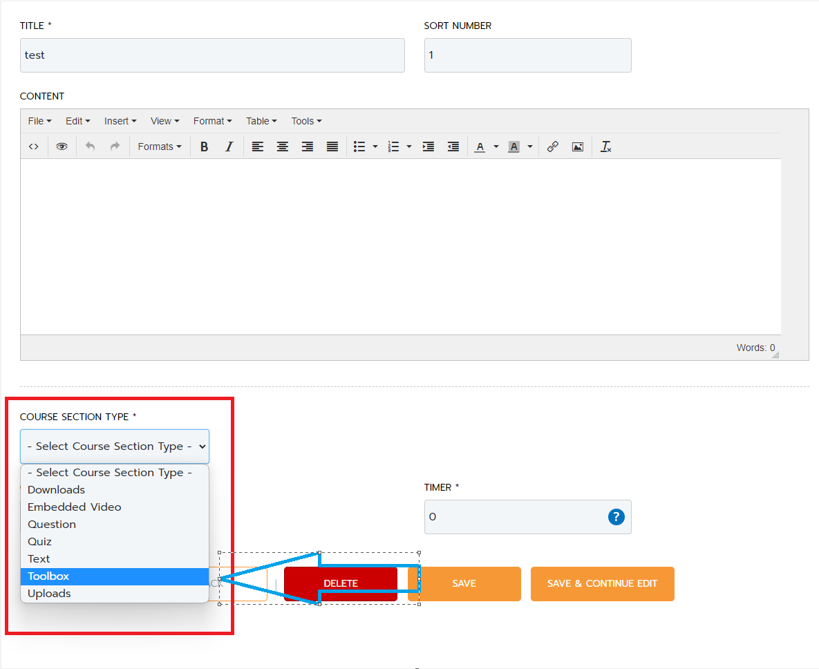 Custom Course Section Types: Toolbox